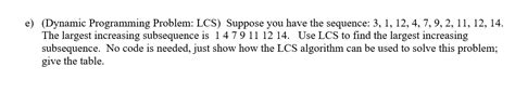 Solved E Dynamic Programming Problem Lcs Suppose You
