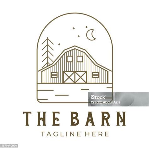 헛간 농가 배지 로고 라인 아트 벡터 일러스트레이션 디자인 로고에 대한 스톡 벡터 아트 및 기타 이미지 로고 전원주의 헛간 Istock