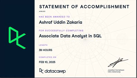 Datacamp Sql Dataanalysis Careergrowth Continuouslearning Datascience Ashraf Uddin Zakaria