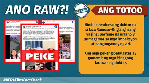 Vera Files Fact Check Hindi Nag Eendorso Si Doc Liza Ong Ng Pabango Sa Ari Ng Babae