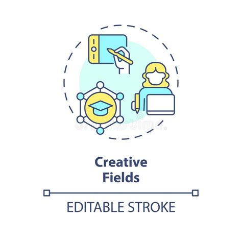 2d Colorful Thin Linear Icon Creative Fields Concept Stock Vector Illustration Of Outline