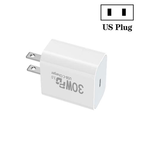 Single Port PD30W USB C Type C Charger With Type C To 8 Pin Data Cable US Plug Alexnld Com