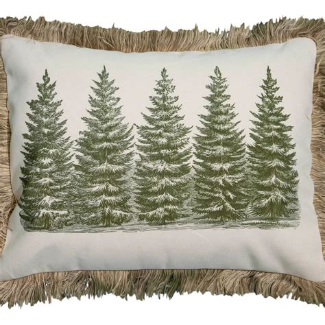 Linen Mart Pen And Ink Pine Cabin Pillow 16x20 Elegant Cabin Decor