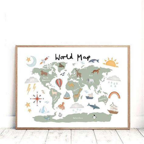โปสเตอร์ภาพวาดผ้าใบ รูปแผนที่โลก ไดโนเสาร์ สําหรับตกแต่งผนังห้องเด็ก Shopee Thailand