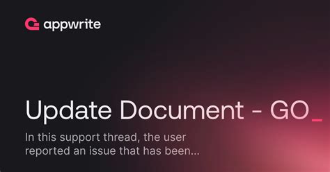 Update Document Go Threads Appwrite