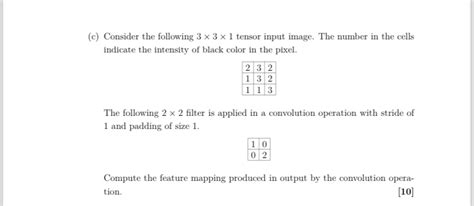 Solved C ﻿consider The Following 3×3×1 ﻿tensor Input