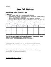 Exploring Free Fall Phenomenon Through Interactive Lab Stations Course Hero