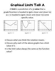 Graphical Limits Task Cards Pdf Graphical Limits Task A A Limit Is A Prediction Of A Value