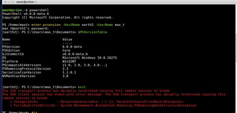 Powershell Core Enter Pssession Not Exiting Gracefully In Linux When