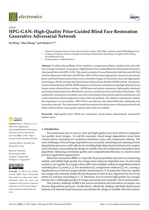 Pdf Hpg Gan High Quality Prior Guided Blind Face Restoration Generative Adversarial Network