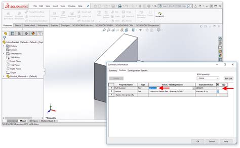 SOLIDWORKS 2018 Linked Custom Properties In Derived Parts