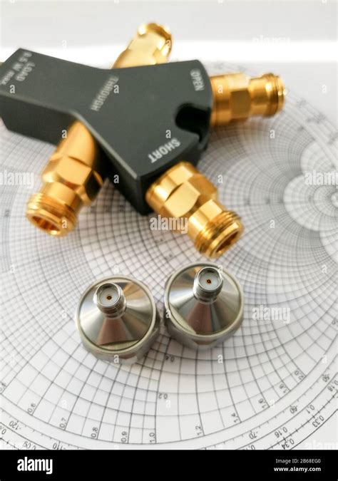 Calibration Kit For Radio Frequency Vector Network Analyzer Calibration In Front Of Smith Chart