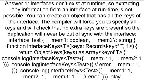 How Can I Extract The Properties Of An Interface Using Typescript Preferably With No 3rd Party