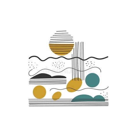 Geometric Abstraction With Lines And Circles Black And White Abstraction With Circles And Lines