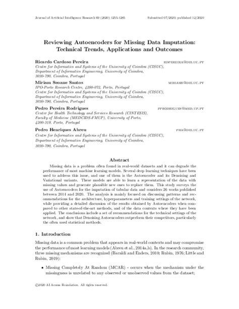 pdf reviewing autoencoders for missing data imputation technical