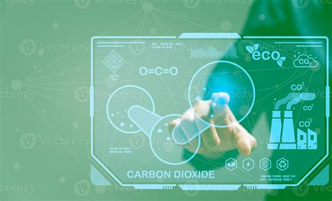 Businesswoman Working Virtual Modern Computer To Reduce Co2 Emissions