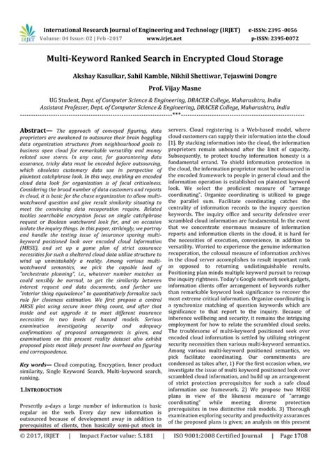 Multi Keyword Ranked Search In Encrypted Cloud Storage Pdf