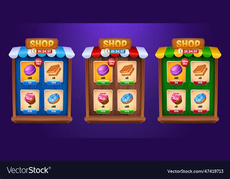 Ui Game Store Frame Interface With Button Cartoon Vector Image