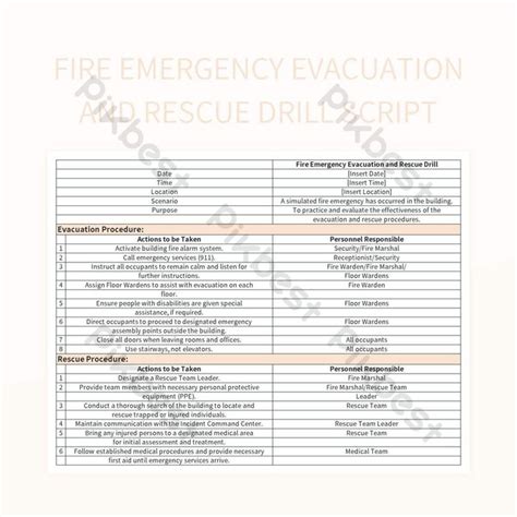 Fire Emergency Evacuation And Rescue Drill Script Excel Template Free Download Pikbest