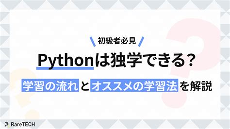 【初心者必見】pythonは独学できる？ 学習の流れとオススメの学習法を紹介 Raretechレアテック