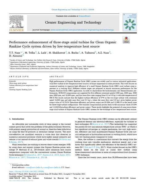 Performance Enhancement Of Three Stage Axial Turbine For Clean Organic
