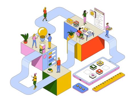 Premium Vector Modern Isometric Illustration Design App Development