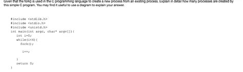 Solved Given That The Fork Is Used In The C Programming Chegg