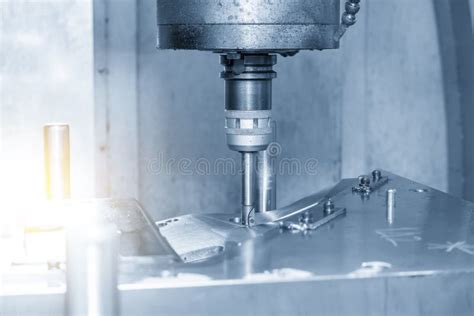 Close Up Scene The Cnc Milling Machine Rough Cutting The Injection Mold