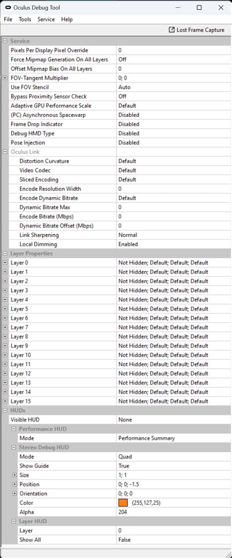 Oculus Debug Tool Default Settings R Oculus