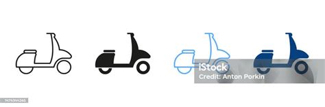 배달 서비스 개요와 흰색 배경에 단색 사인 컬렉션을 위한 오토바이 스쿠터 라인과 실루엣 색상 아이콘 세트 오토바이 오토바이 오토바이 픽토그램 고립된 벡터 그림 가벼운에 대한