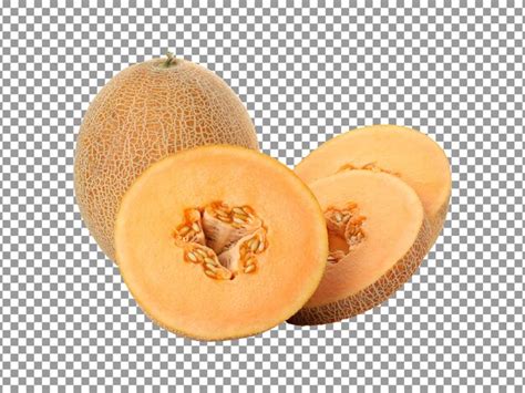 투명한 배경에 분리된 조각이 있는 신선한 멜론 프리미엄 Psd 파일