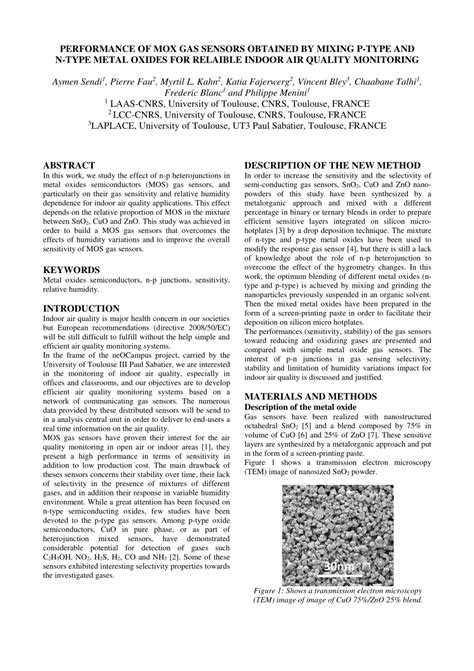 pdf performance of mox gas sensors obtained by mixing p type and n