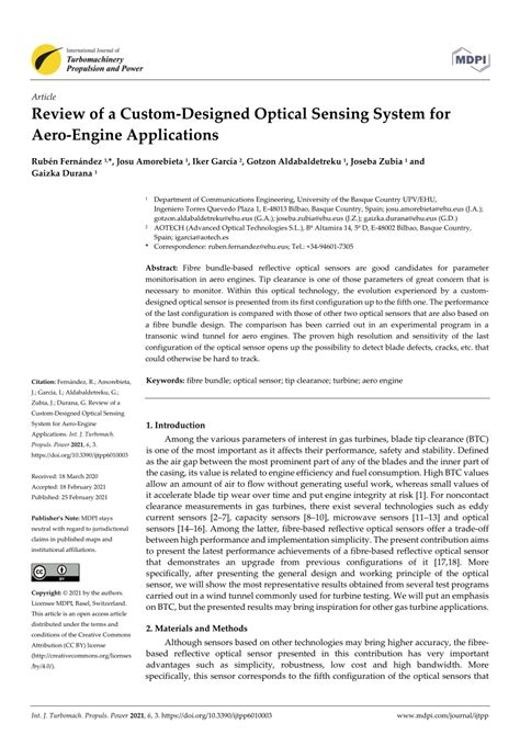 Pdf Review Of A Custom Designed Optical Sensing System For Aero Engine Applications