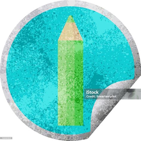 녹색 색칠 연필 그래픽 벡터 일러스트 레이 션 원형 스티커 녹색에 대한 스톡 벡터 아트 및 기타 이미지 녹색 만화 미술품