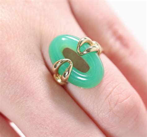 14k Yellow Gold Jade Ring Size 675 Auction