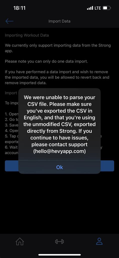having problems importing history from strong r hevy