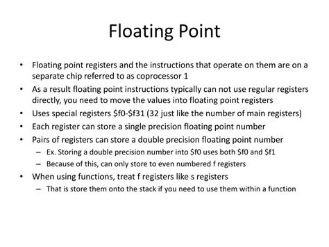 Ppt Mips Mul Div And Mips Floating Point Instructions Powerpoint