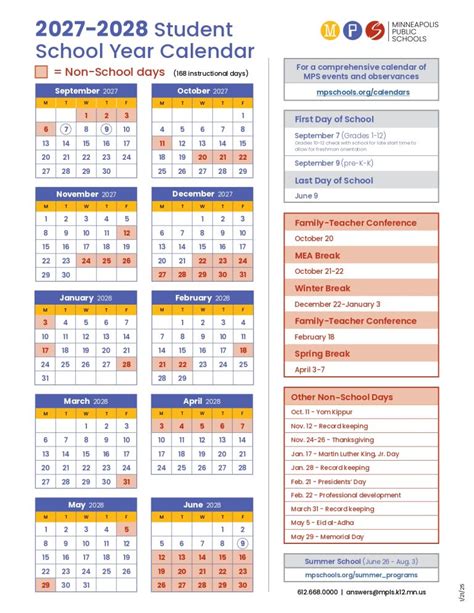 Minneapolis Public Schools Calendar 2026 2027 [mps]