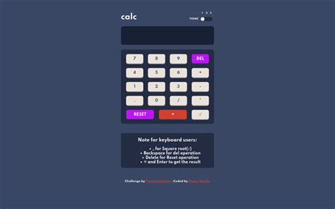 Frontend Mentor Calculator App Using Html Css And Javascript Coding