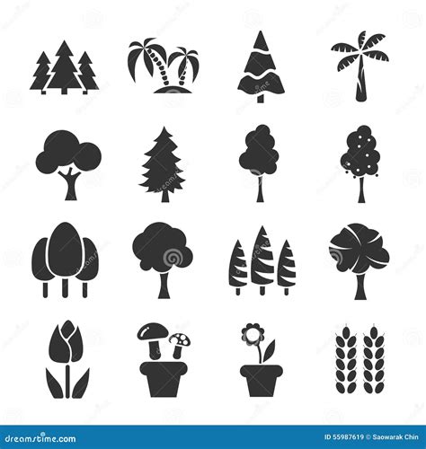 Tree Icon Set Vector Stock Vector Illustration Of Black 55987619