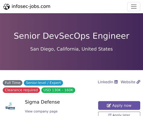 Hiring Senior Devsecops Engineer In San Diego California United States Rinfosecjobs