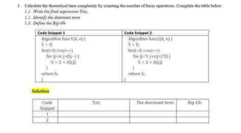 Solved Calculate The Theoretical Time Complexity By Counting