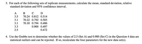Solved 3 For Each Of The Following Sets Of Replicate