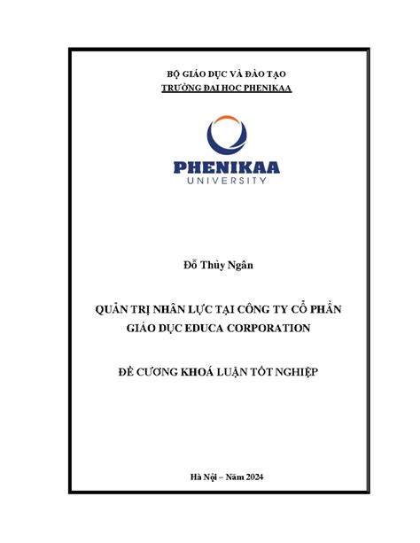 Ngân đề cương Đề cương BỘ GIÁO DỤC VÀ ĐÀO TẠO TRƯỜNG ĐẠI HỌC PHENIKAA Đỗ Thùy Ngân QUẢN