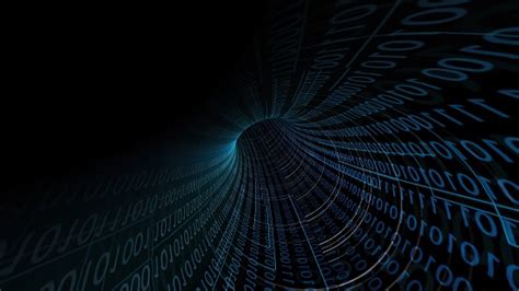 검은색 배경에 대해 왼쪽과 위로 기울어진 파란색 이진 코드로 구성된 터널의 그림 0명에 대한 스톡 사진 및 기타 이미지 0명 개념 개념과 주제 Istock