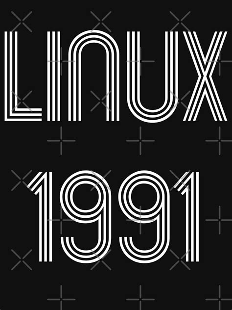 linux 1991 initial release year white text design t shirt by geeksta redbubble