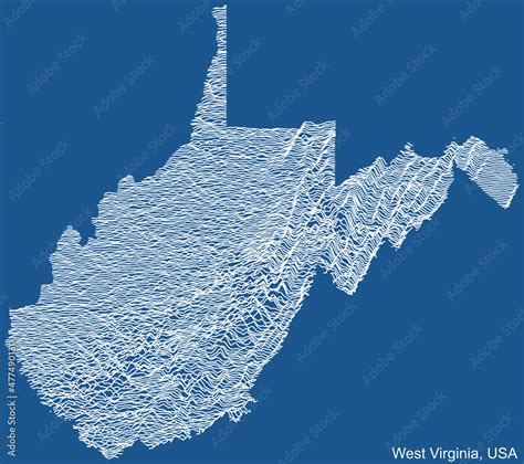 Topographic Technical Drawing Relief Map Of The Federal State Of West Virginia Usa With White