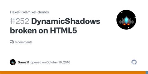 Dynamicshadows Broken On Html5 · Issue 252 · Haxeflixelflixel Demos · Github