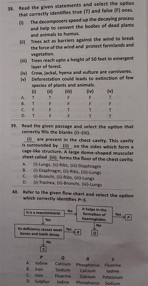 38 read the given statements and select the option that correctly identi