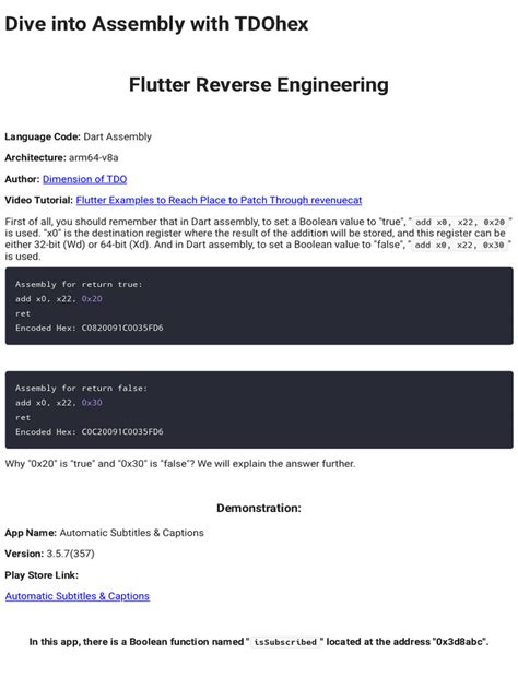 Tdohex Flutter Reverse Engineering Demo Pdf Integer